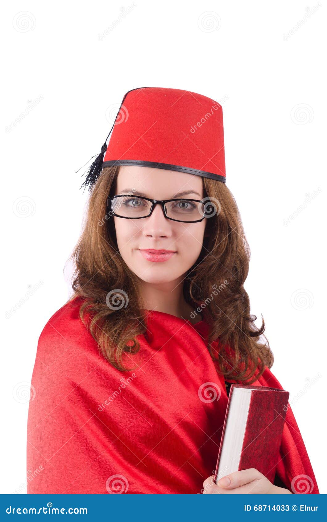 The Woman Wearing Fez Hat on White Stock Image - Image of quran ...