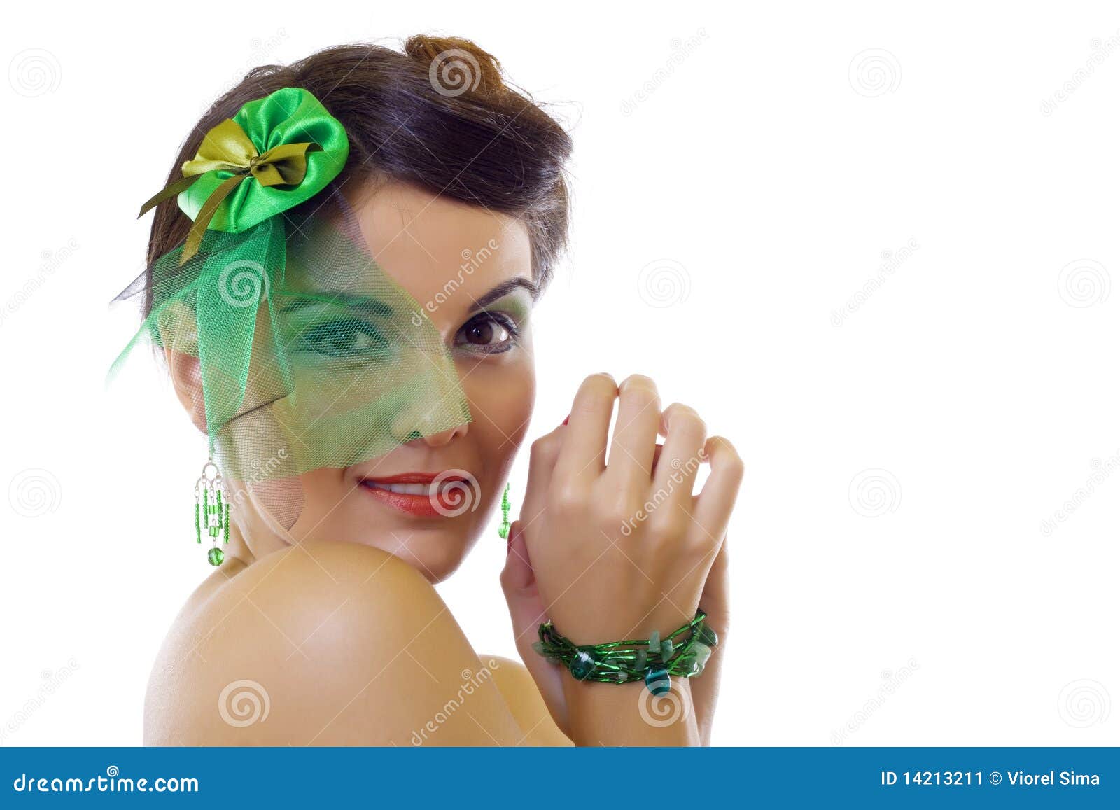 Woman Wearing a Green Brooch Stock Image - Image of person, makeup ...