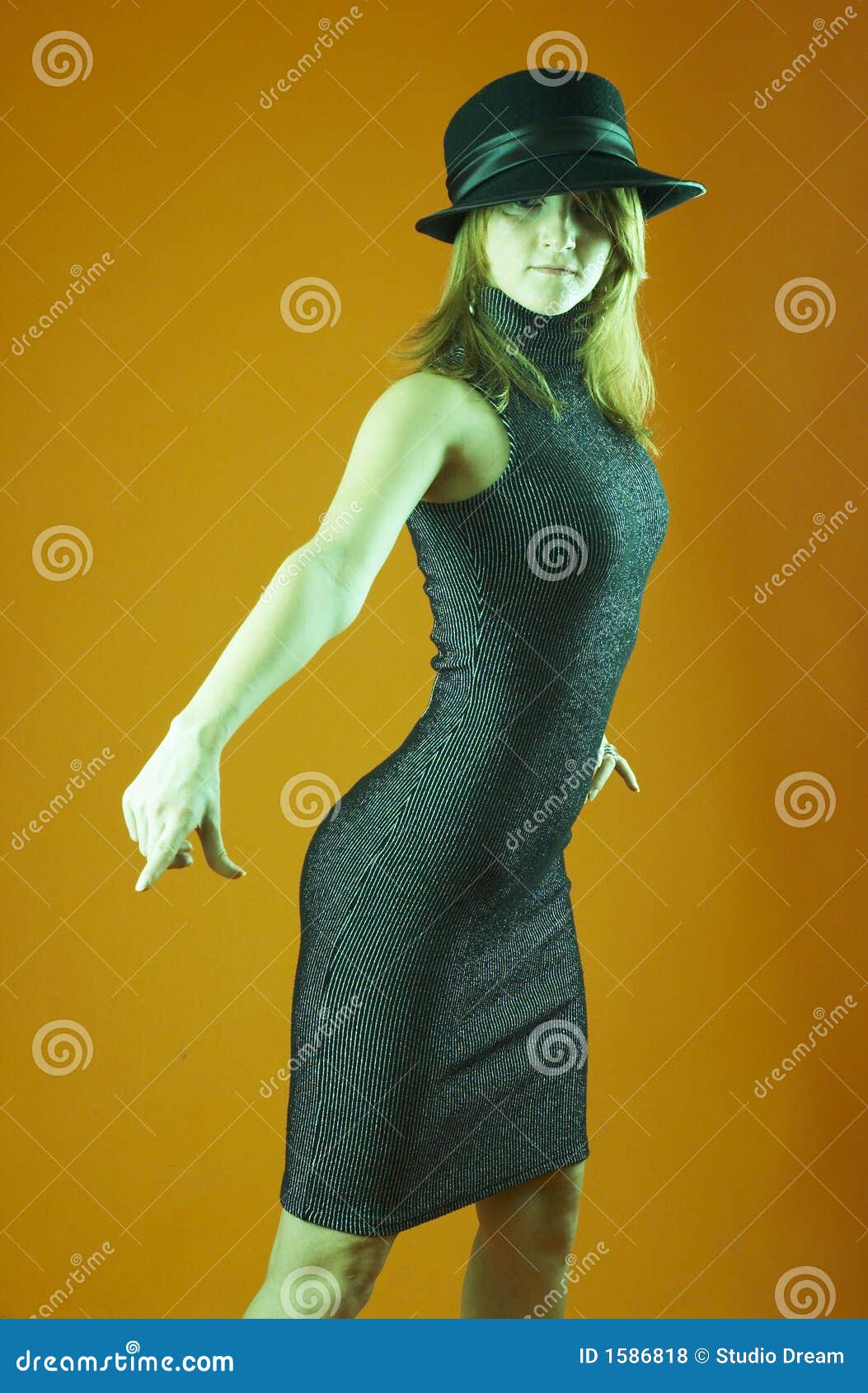 Woman Wearing Hat - 2 stock photo. Image of head, dress - 1586818