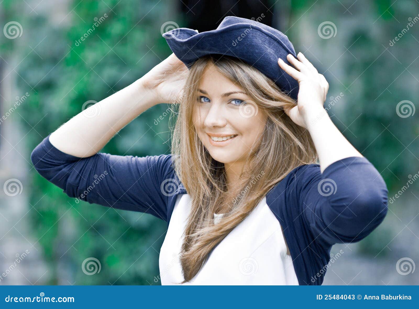 Woman wearing hat stock image. Image of close, pretty - 25484043