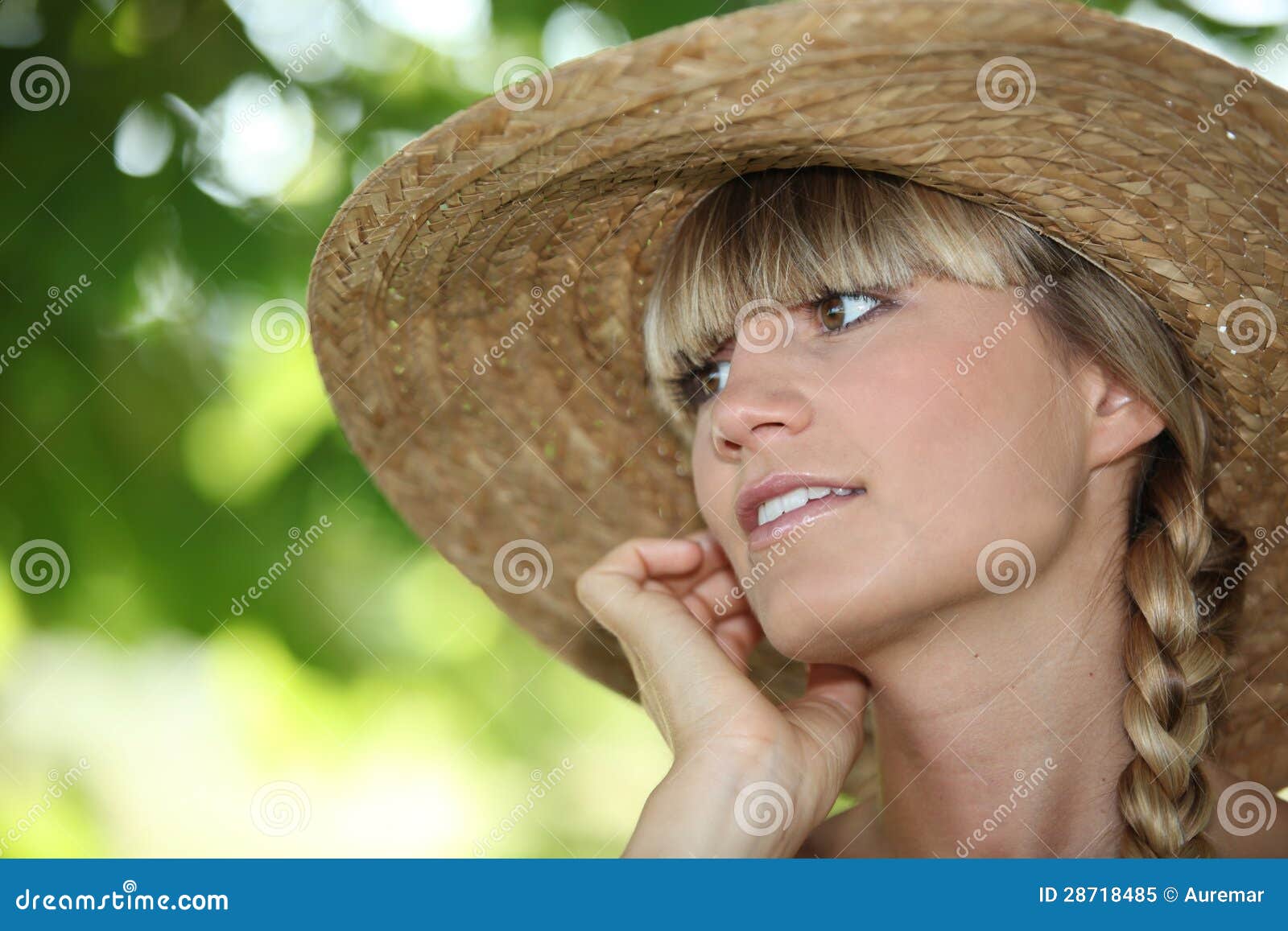 Woman wearing hat stock image. Image of adult, fair, leaves - 28718485