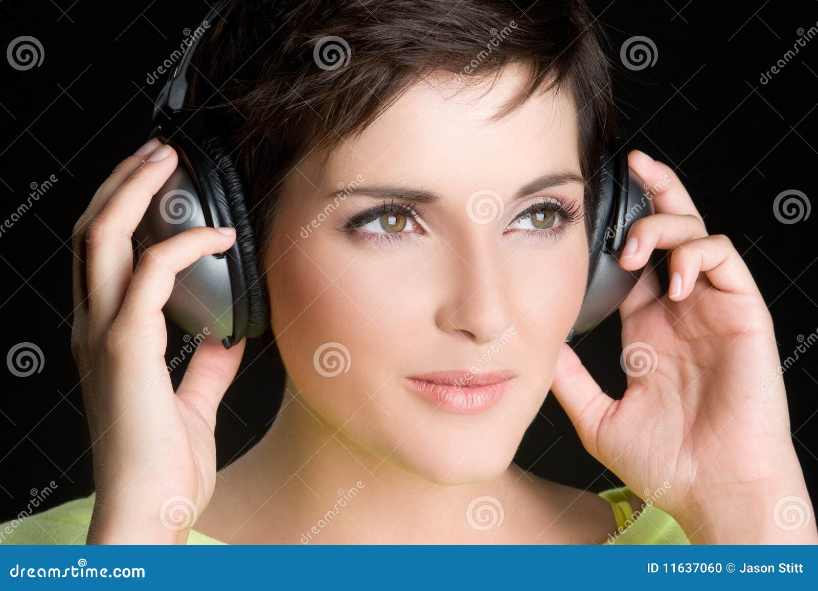 Woman Wearing Headphones stock photo. Image of face, black - 11637060