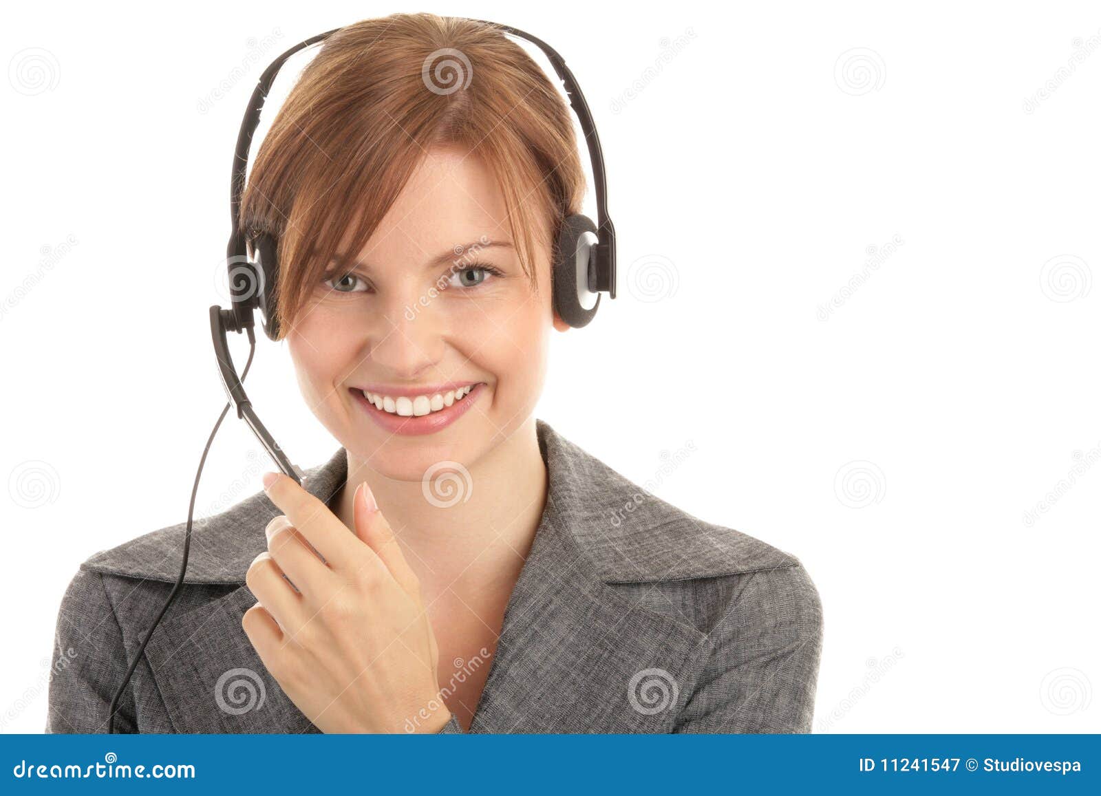 Woman wearing headset stock image. Image of consultation - 11241547