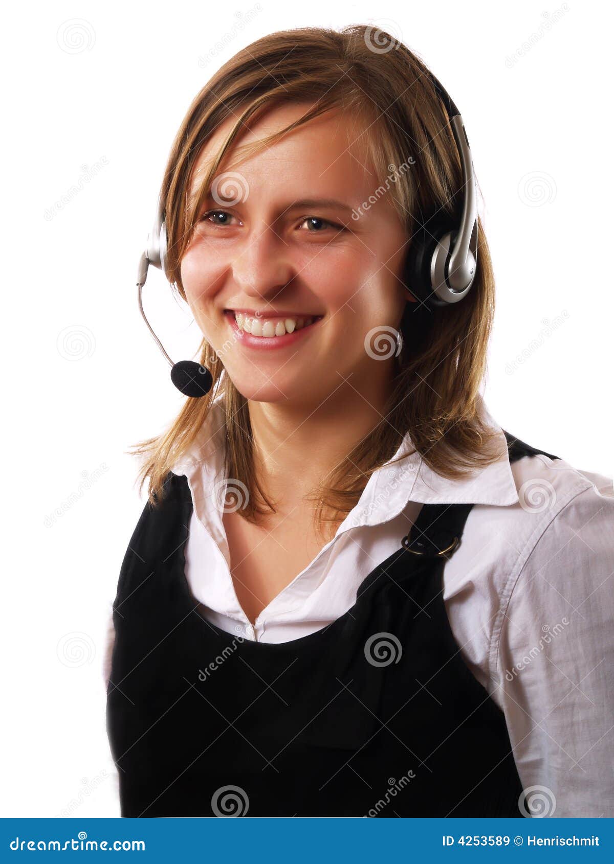 Woman wearing a headset stock image. Image of cheerful - 4253589