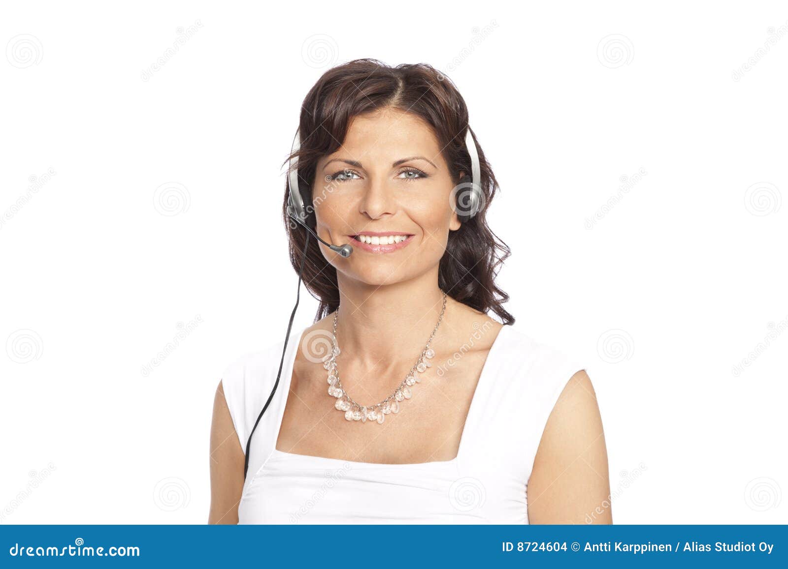 Woman wearing headset stock photo. Image of headphones - 8724604