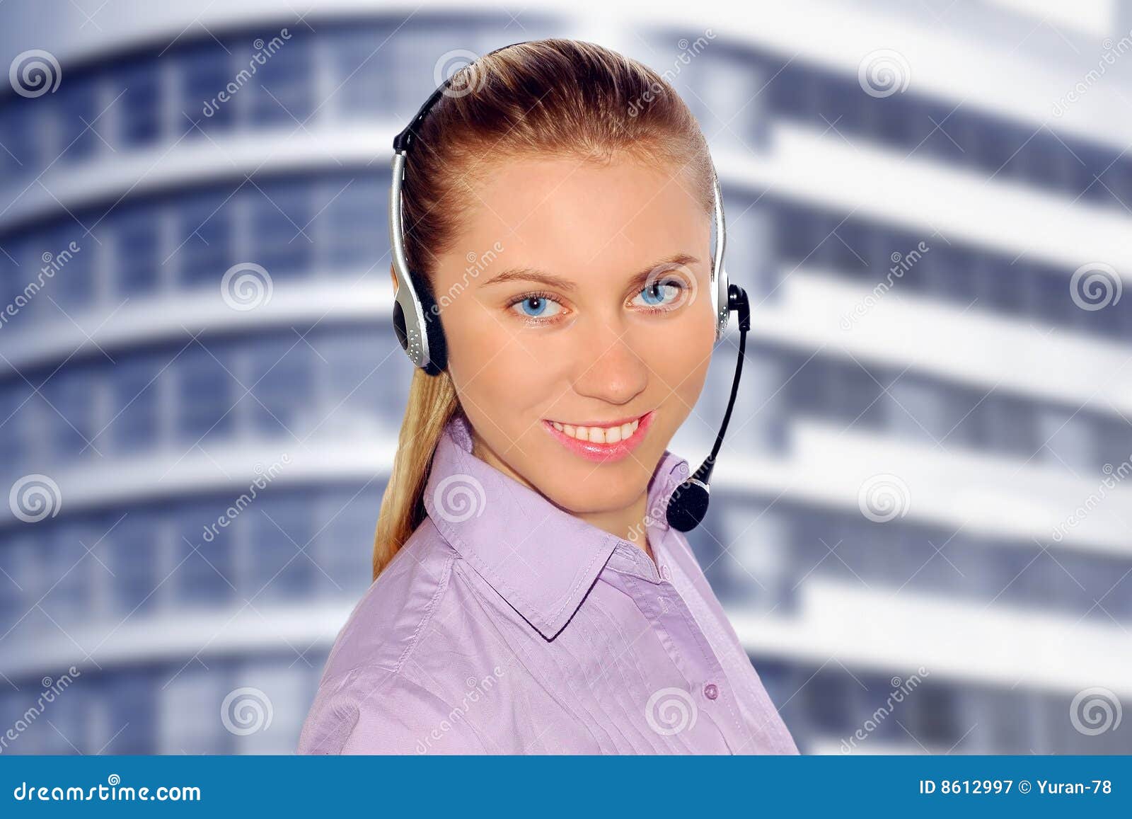 Woman Wearing Headset In Office;could Be Reception Picture. Image: 8612997