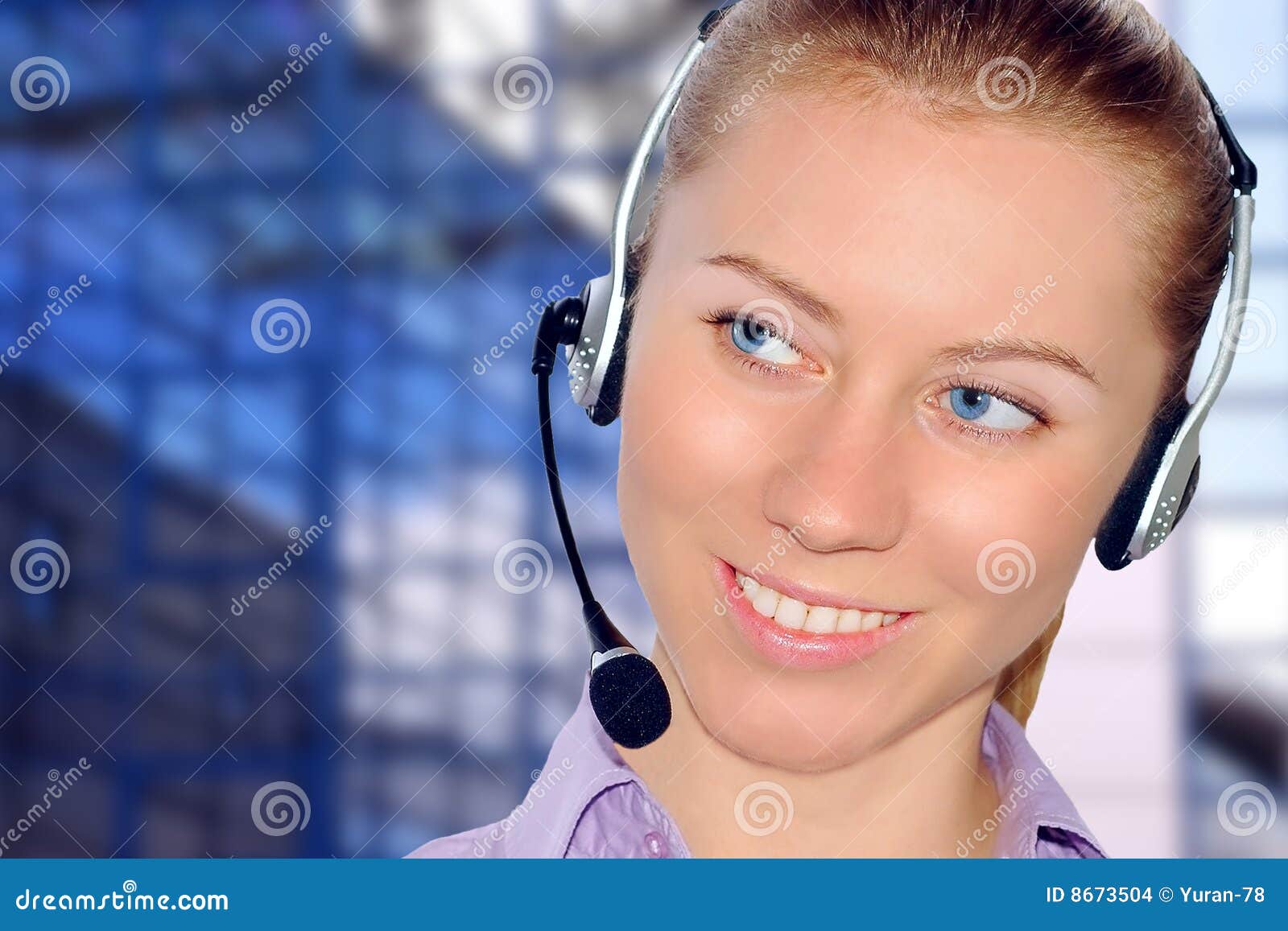 Woman Wearing Headset in Office;could Be Reception Stock Photo - Image ...