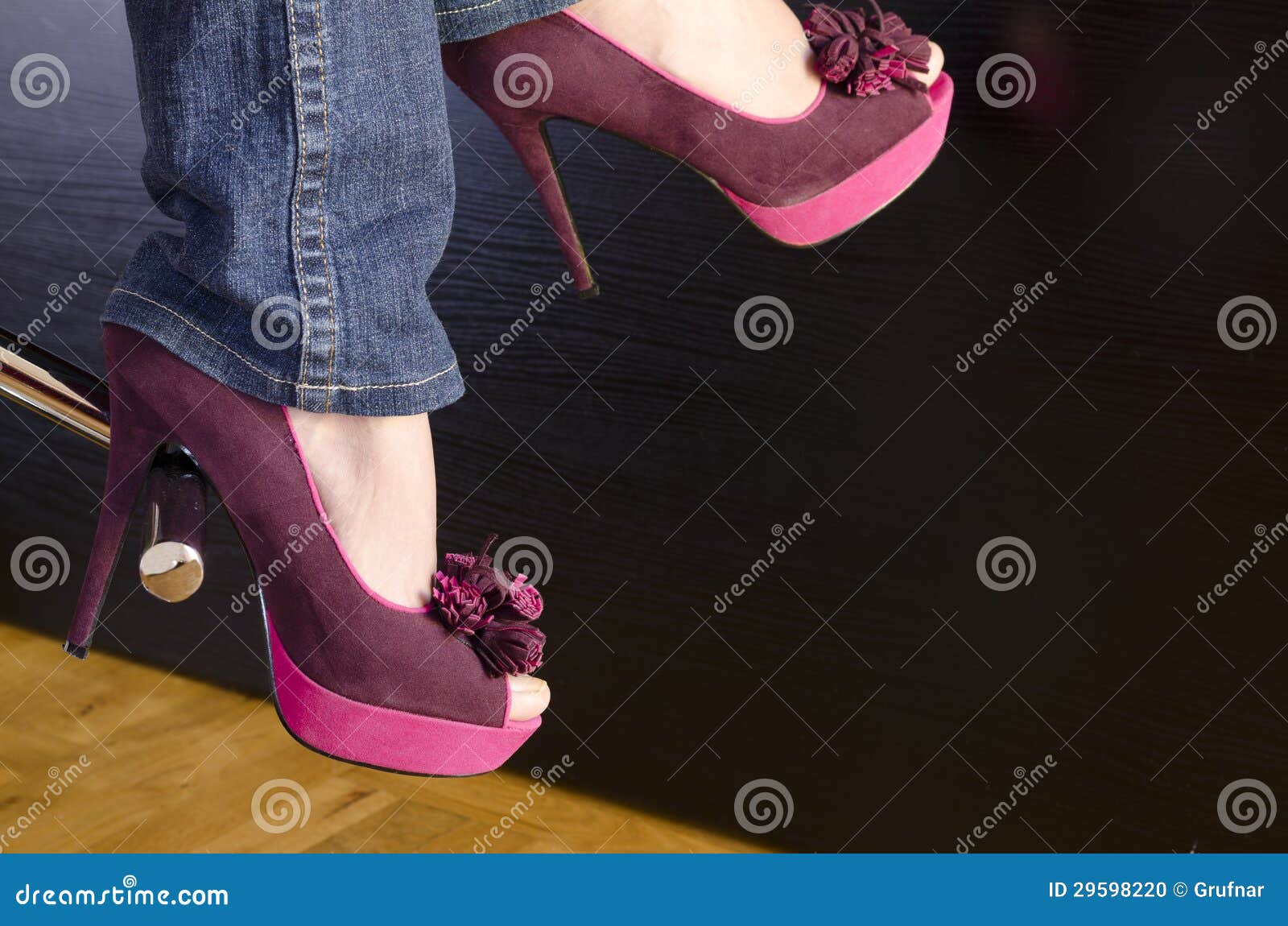 Woman Wearing High Heels Sitting on Bar Stool Stock Photo - Image of ...