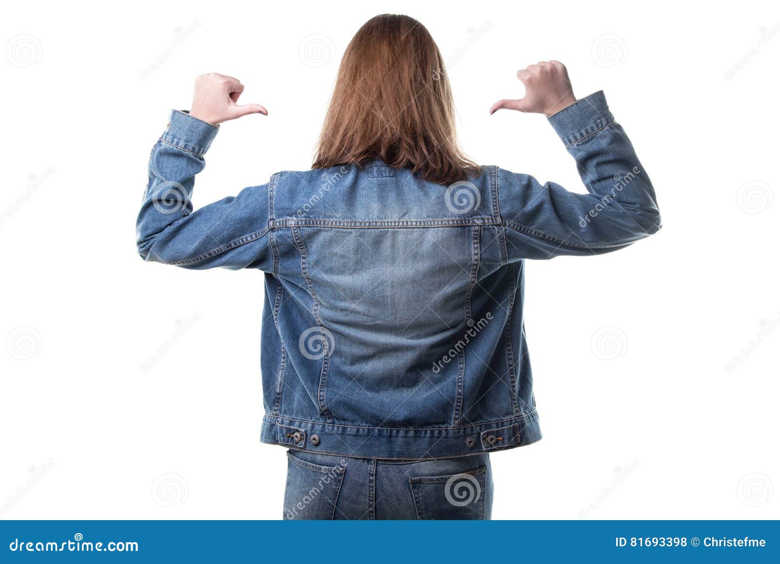 Woman Wearing Jeans Jacket from Back Stock Photo - Image of offend ...