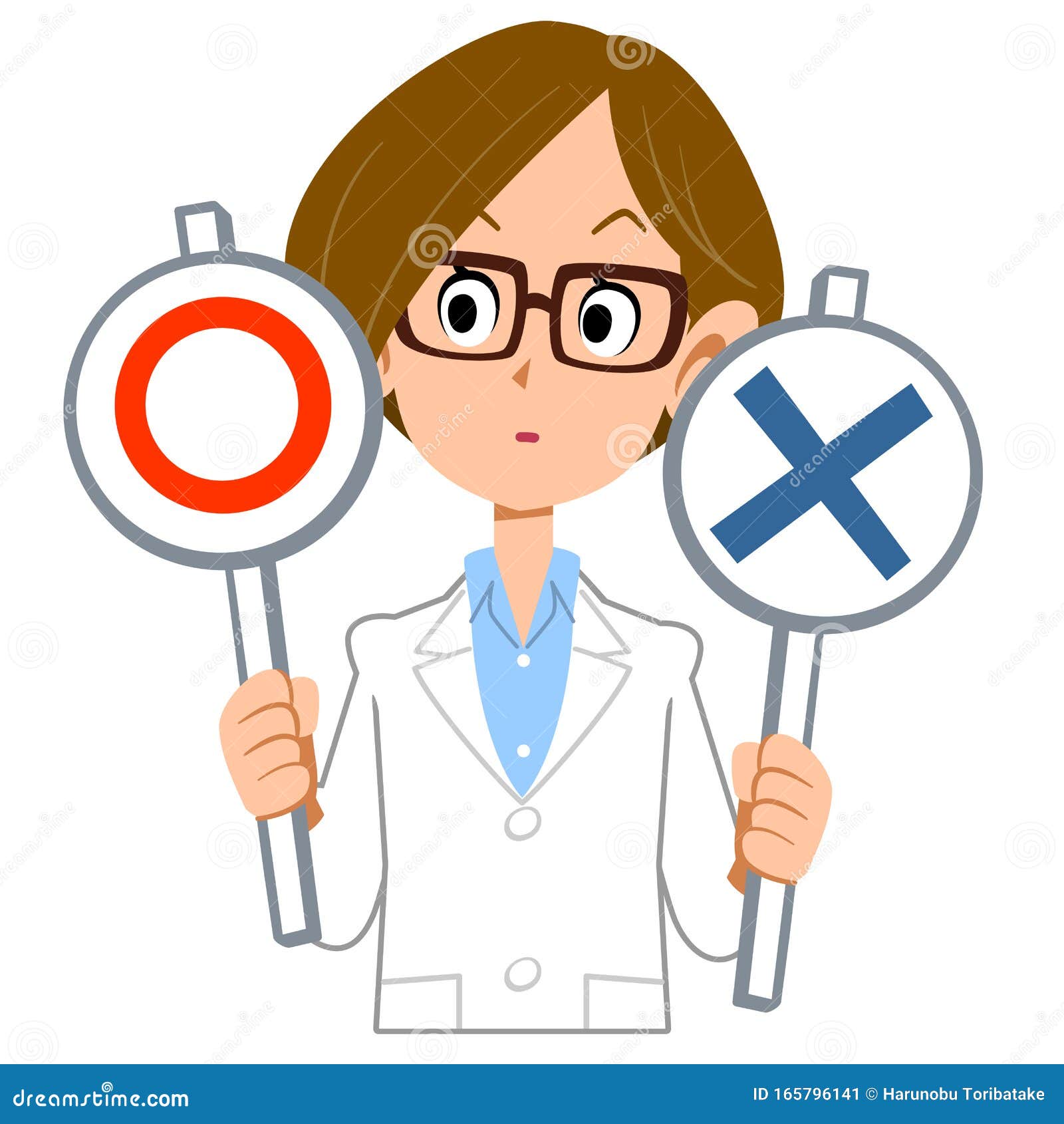 A Woman Wearing a Lab Coat Thinking about the Problem Stock Vector ...