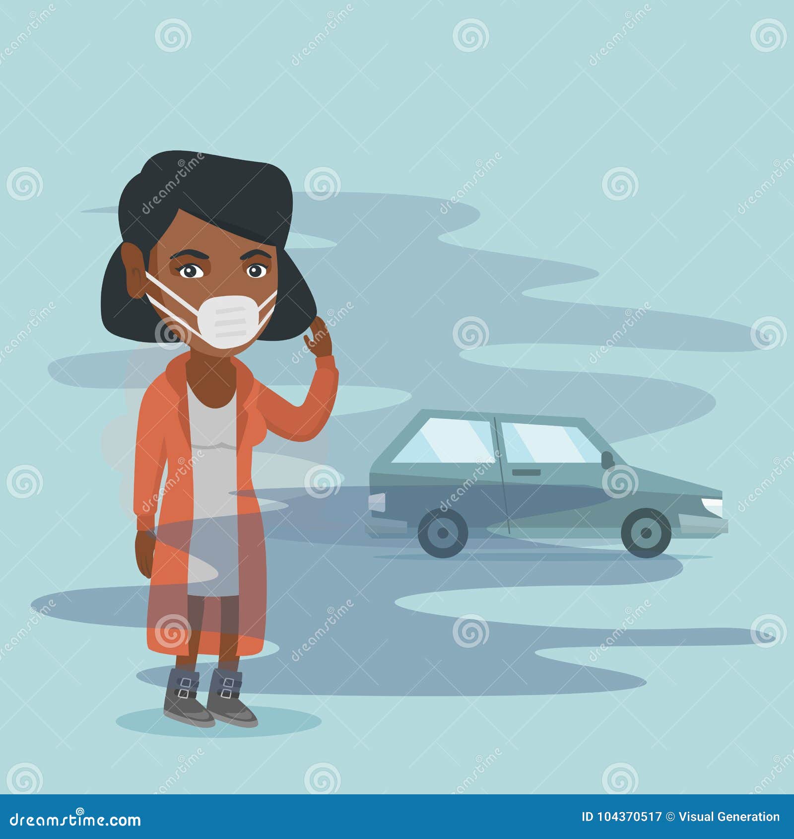 Woman Pollute Environment Landing Page Template. Girl Citizen On Push ... Woman Pollute Environment Landing Page Template. Girl Citizen On Push ...