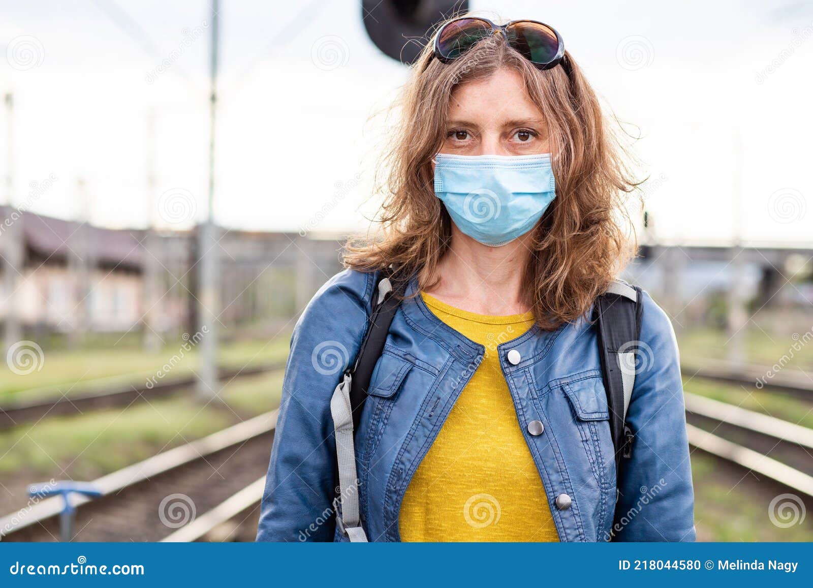 Woman Wearing Mask in Train Station Stock Photo - Image of covid, mask ...