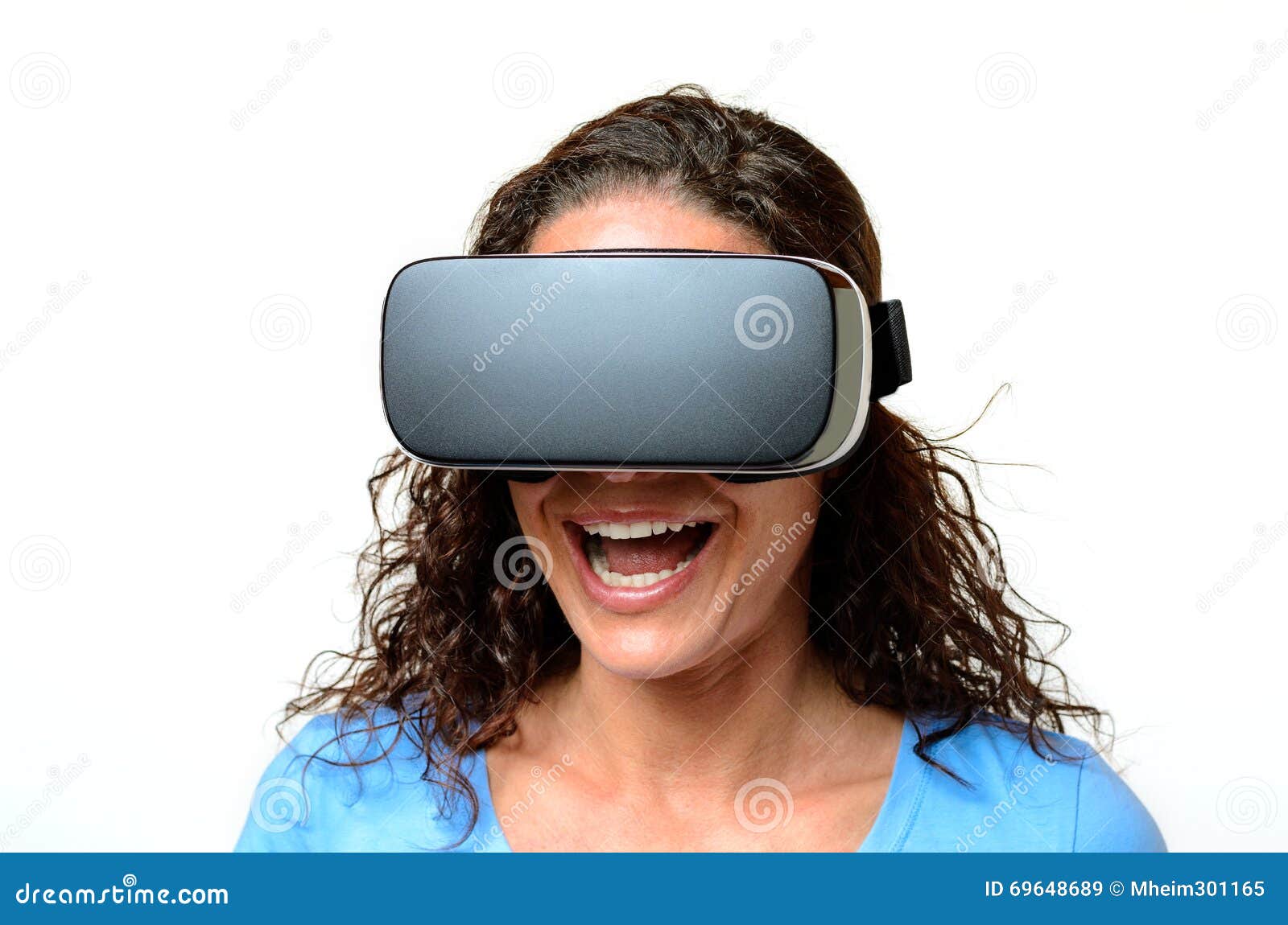 Woman Wearing a Pair of Virtual Reality Goggles Stock Image - Image of ...