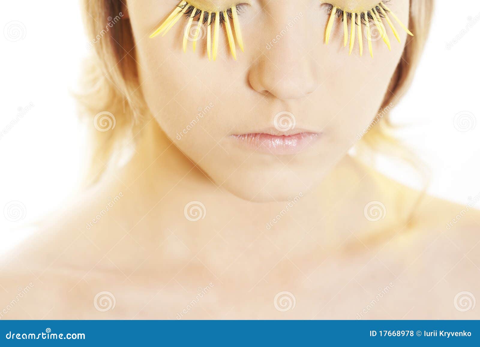 Woman Wearing Petal Eyelashes Stock Photo - Image of facial, looking ...