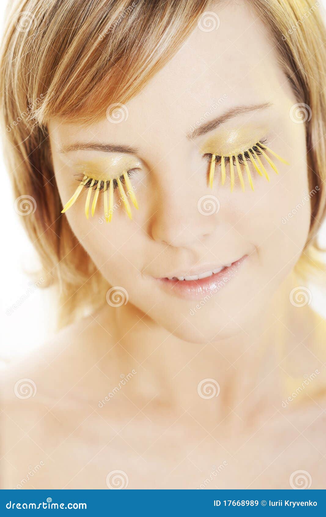 Woman Wearing Petal Eyelashes Stock Image - Image of caucasian, facial ...
