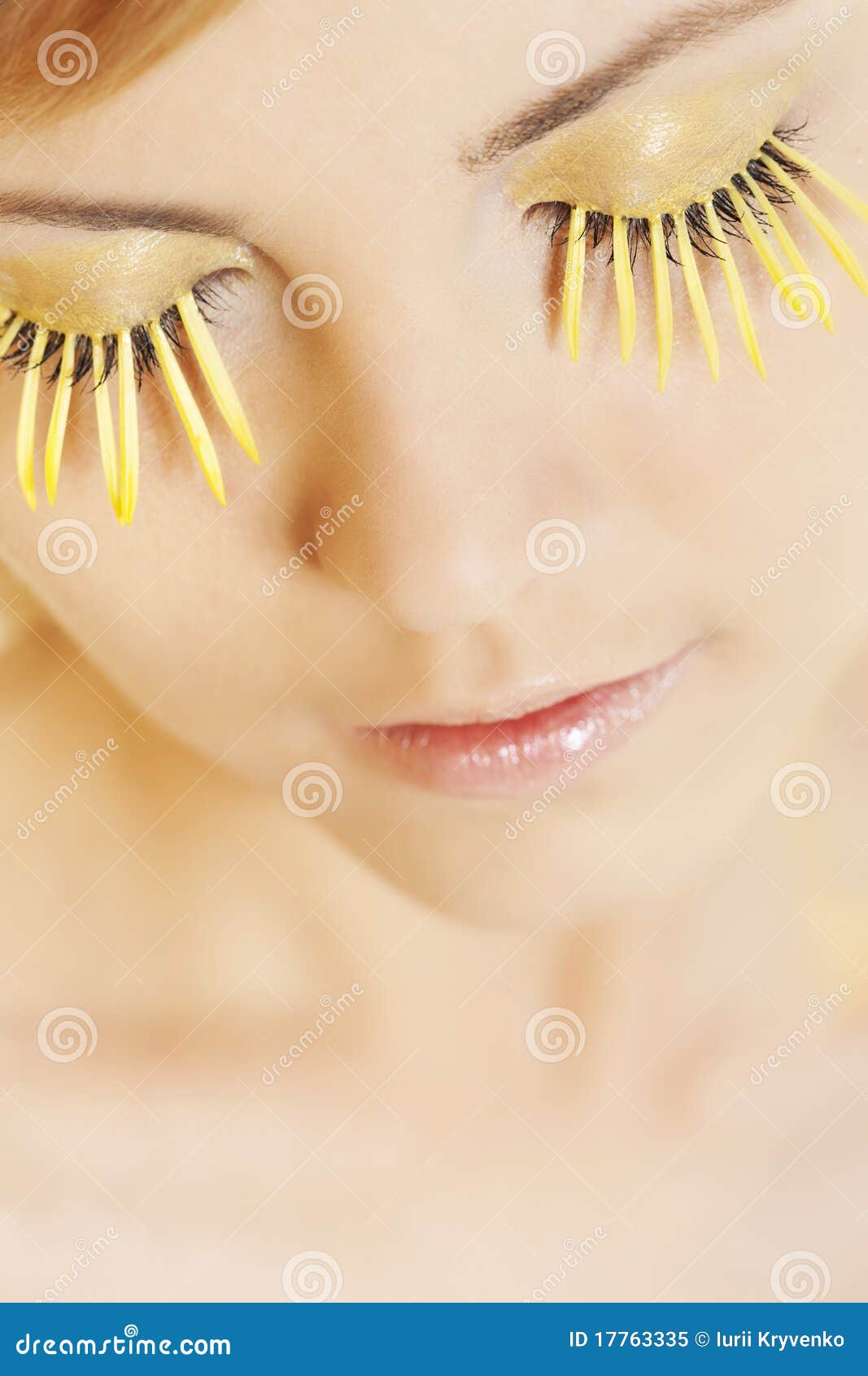 Woman Wearing Petal Eyelashes Stock Image - Image of human, person ...