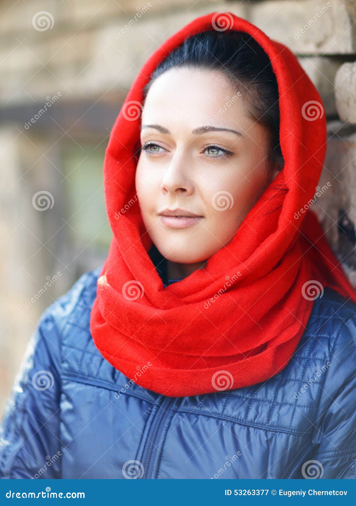 Woman wearing red scarf stock image. Image of pretty - 53263377