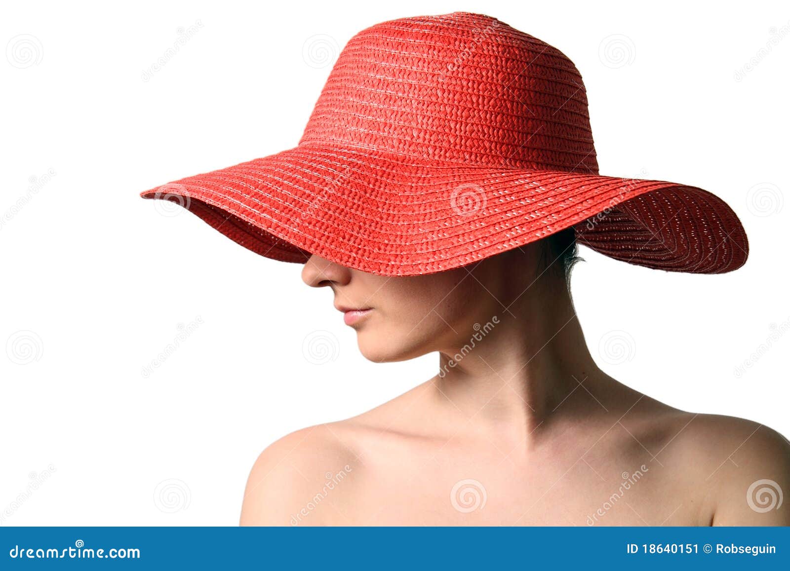 Woman Wearing Red Straw Hat Stock Image - Image of braid, floppy: 18640151
