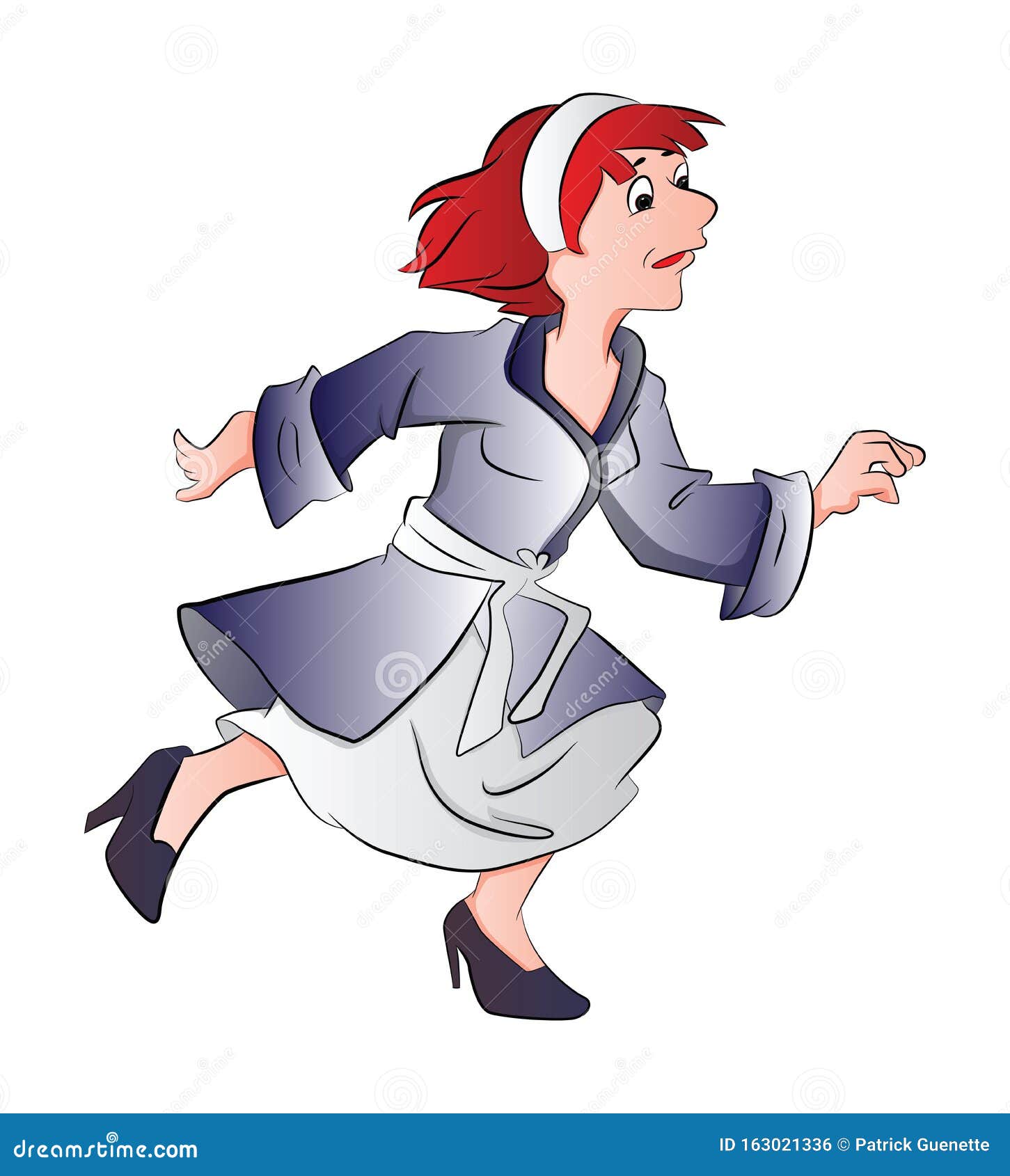 Running Boy With Red Robe Looked Back. Silhouette Cartoon Vector ...