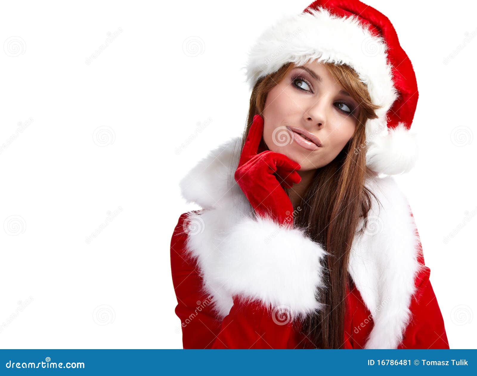 Woman wearing santa hat stock image. Image of smiling - 16786481