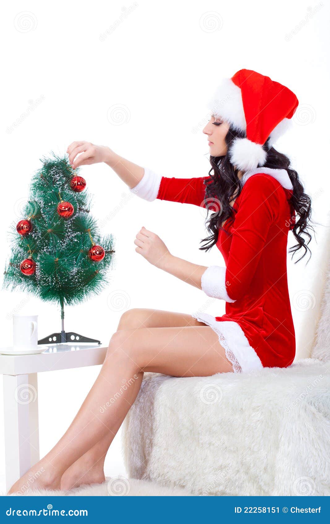 Woman Wearing Santa Helper Costume Stock Image - Image of beauty ...