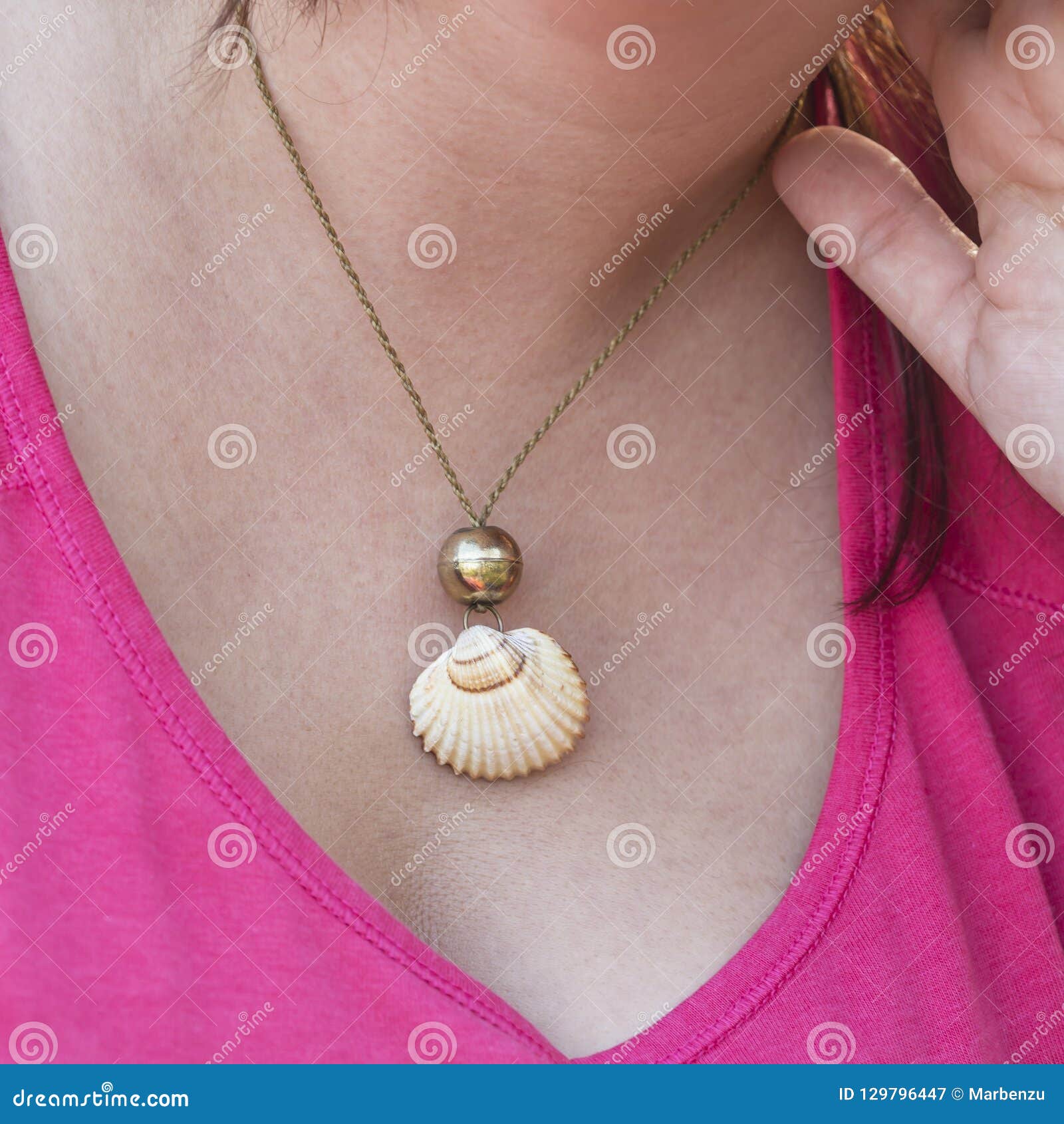 Woman Wearing Shell Necklace Stock Image - Image of ocean, jewellery ...