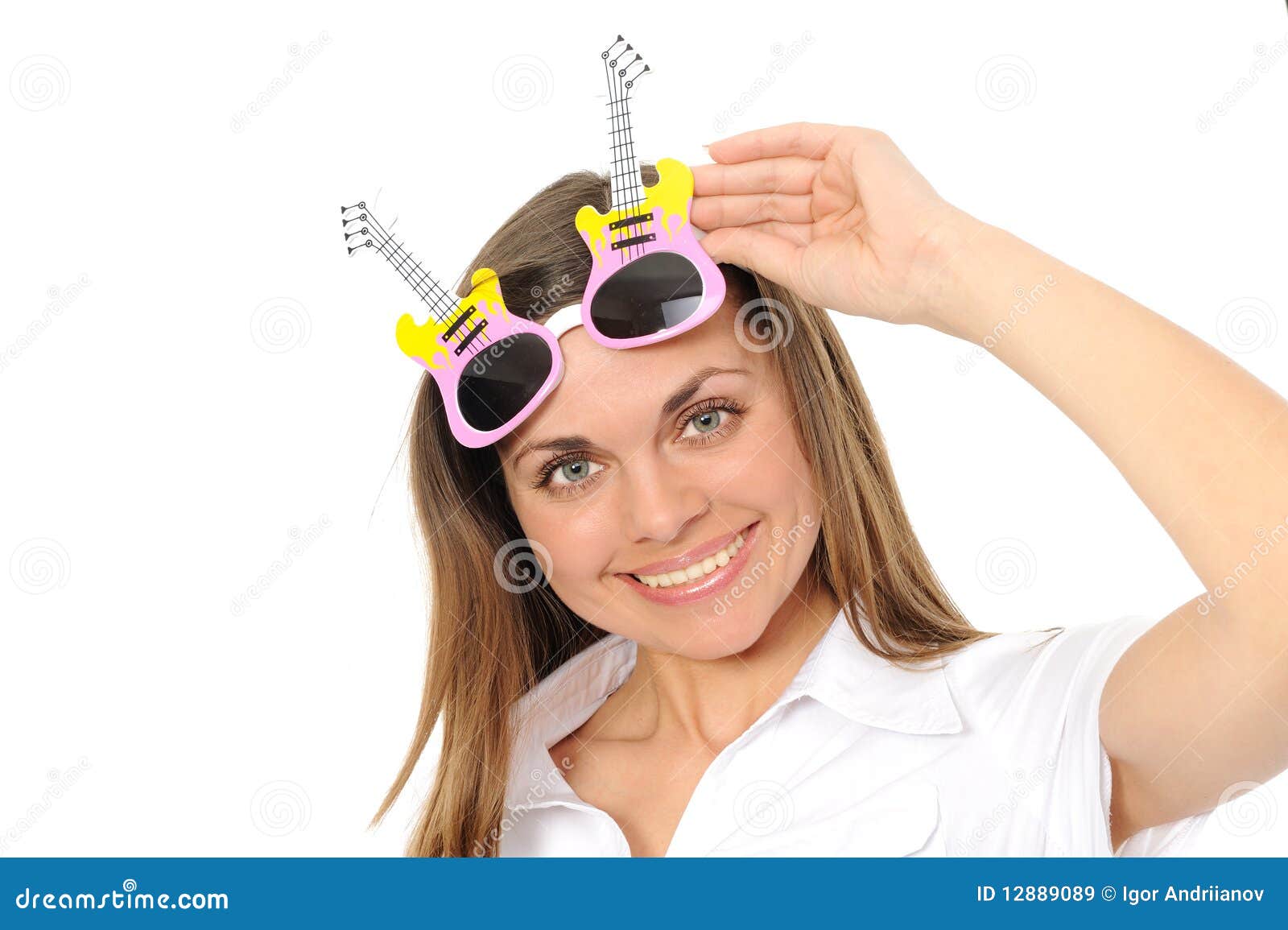 Woman Wearing Silly Glasses Stock Image Image Of Smile Beautiful 12889089