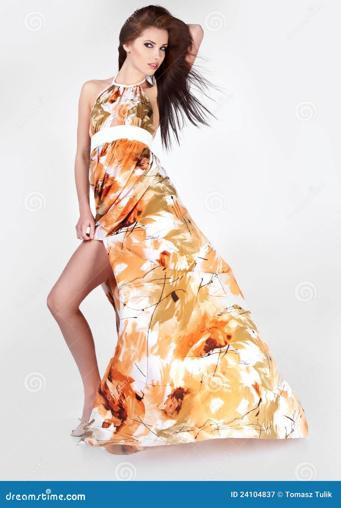 Woman Wearing A Summer Dress Stock Image Image Of People Hair 24104837