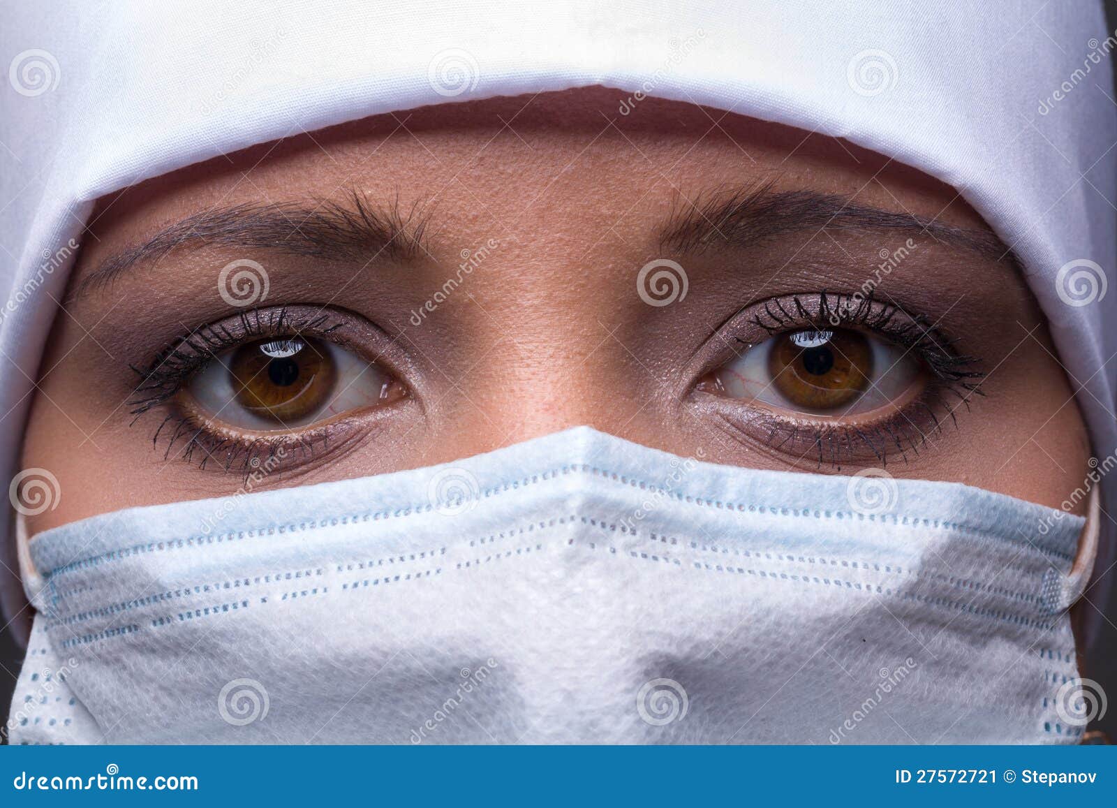 Woman Wearing Surgical Cap and Mask Stock Image - Image of healthcare ...