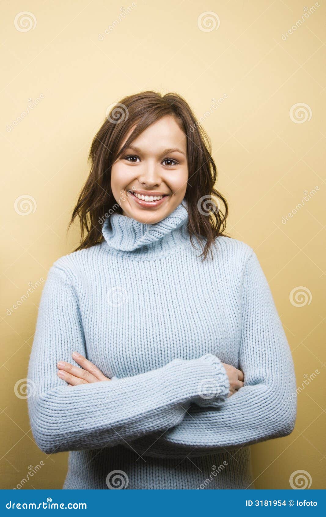 Woman wearing sweater. stock photo. Image of brunette - 3181954