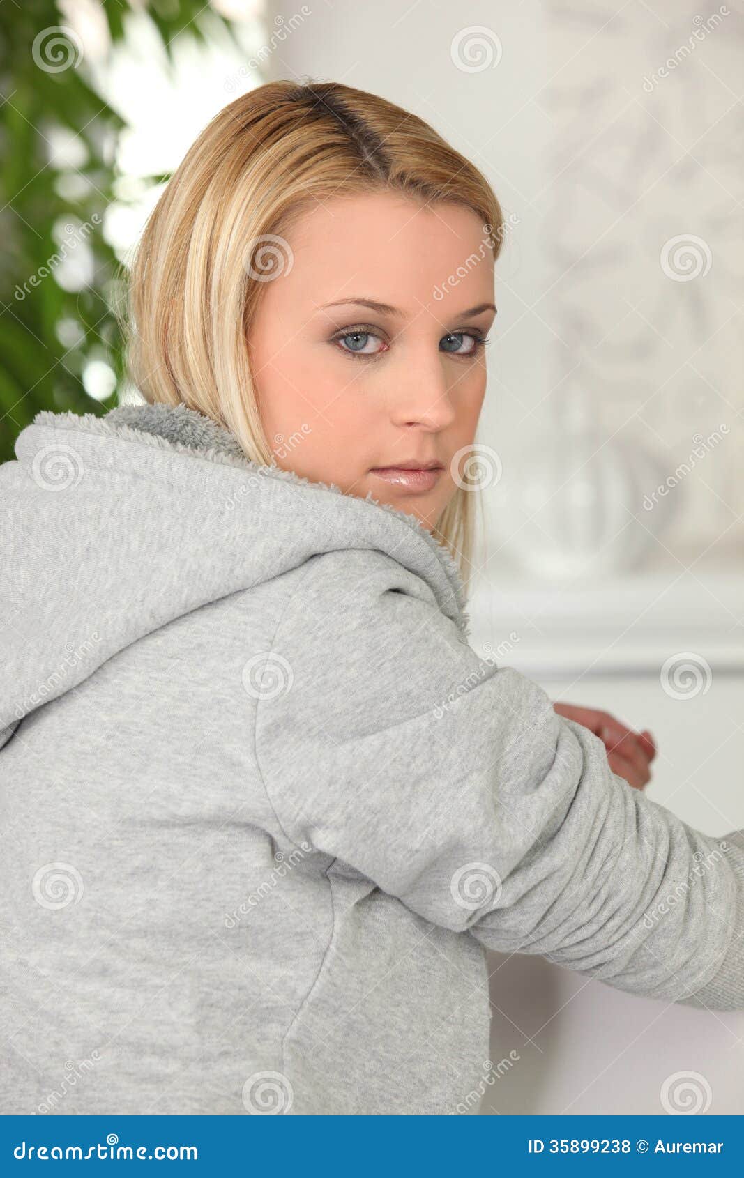 Woman wearing a sweater stock photo. Image of hair, expression - 35899238