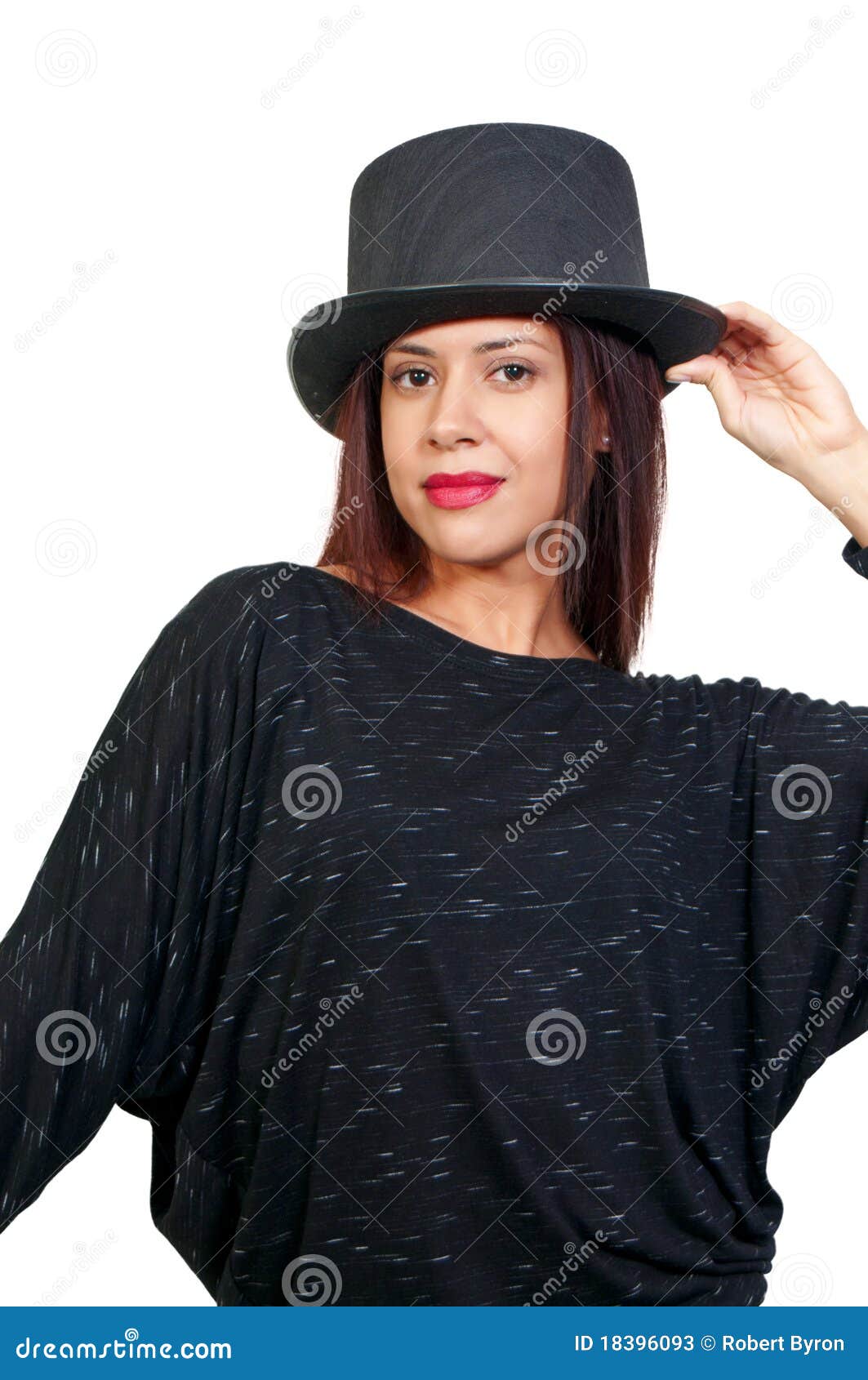 Woman Wearing a Top hat stock image. Image of latin, female - 18396093