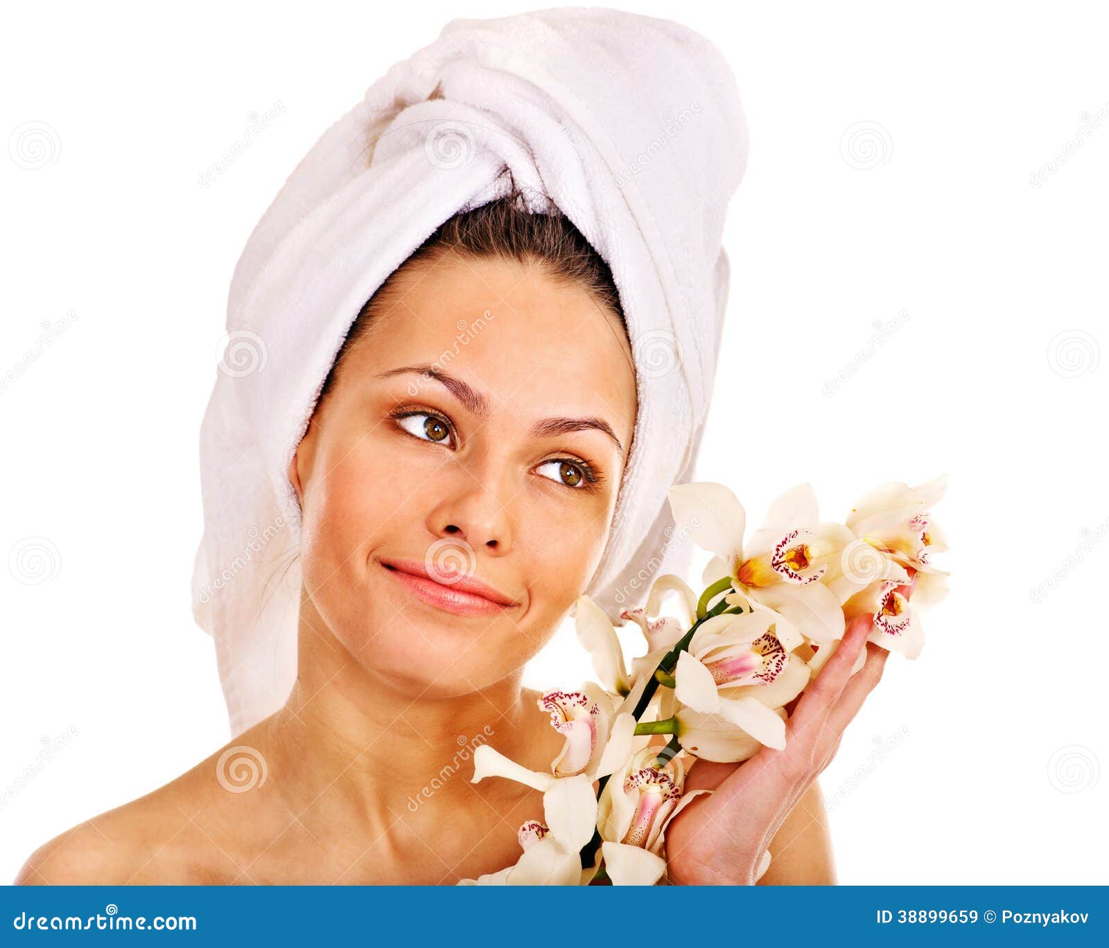 Woman Wearing Towel on Head. Stock Image - Image of towel, body: 38899659