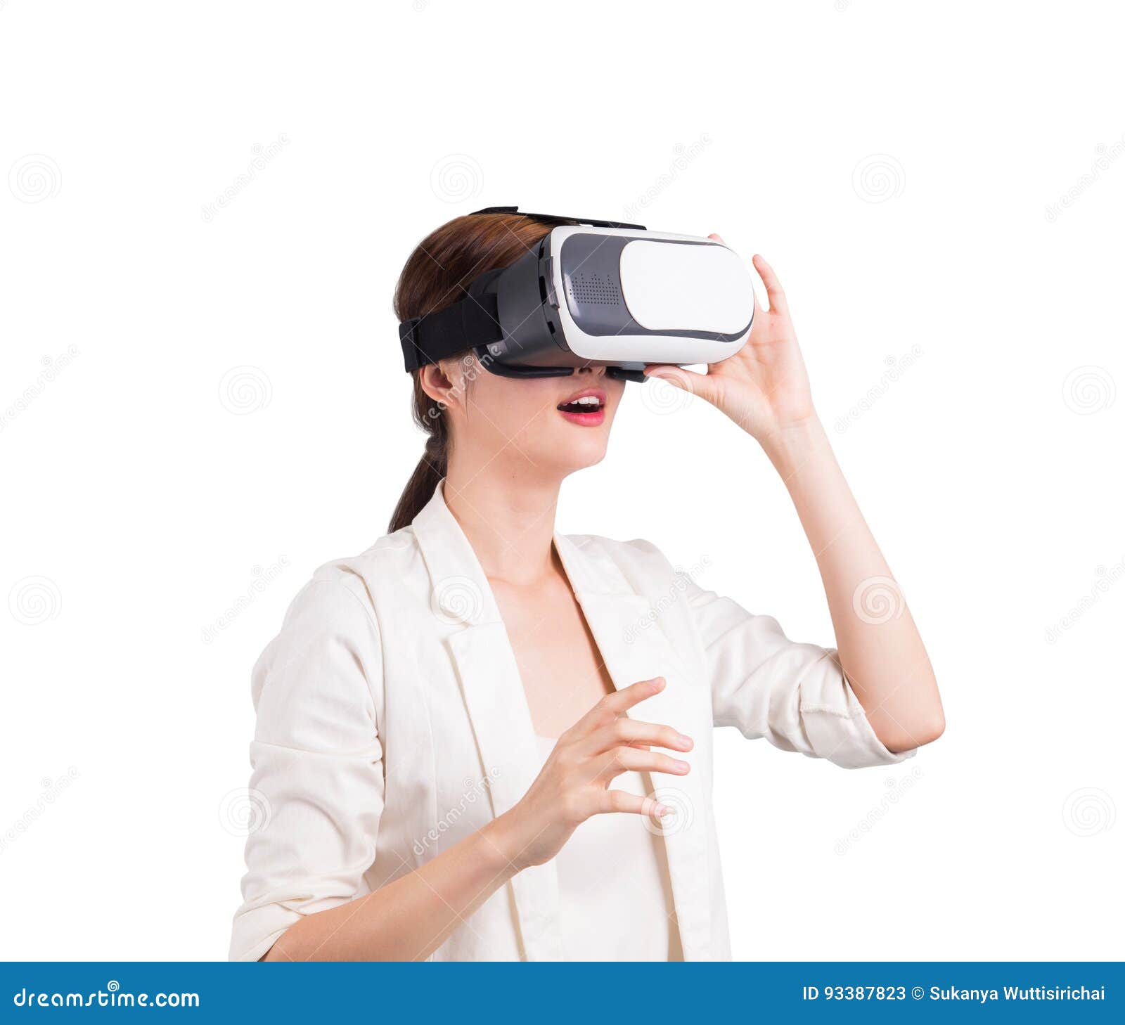 Woman Wearing Virtual Reality Glasses. Stock Image - Image of equipment ...