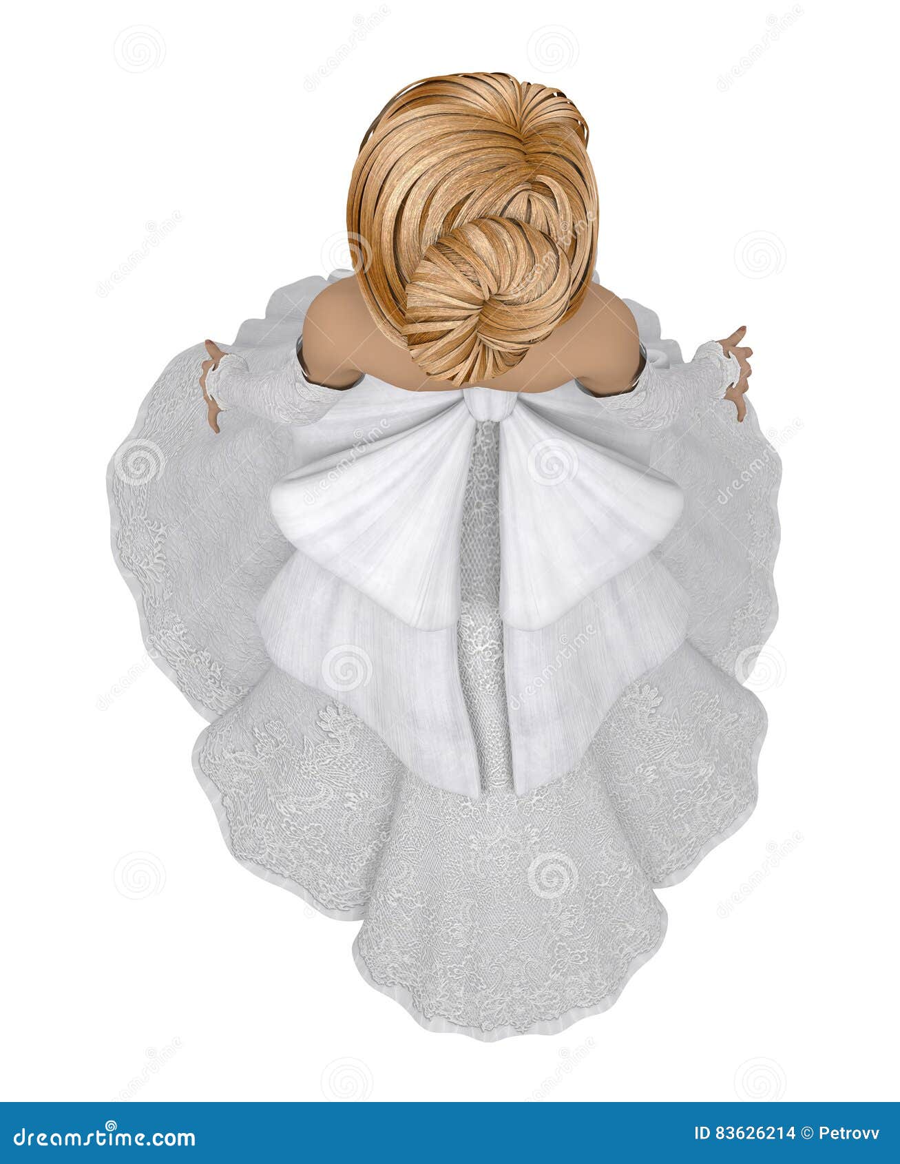 Woman in a Wedding Dress Top View Stock Illustration - Illustration of ...