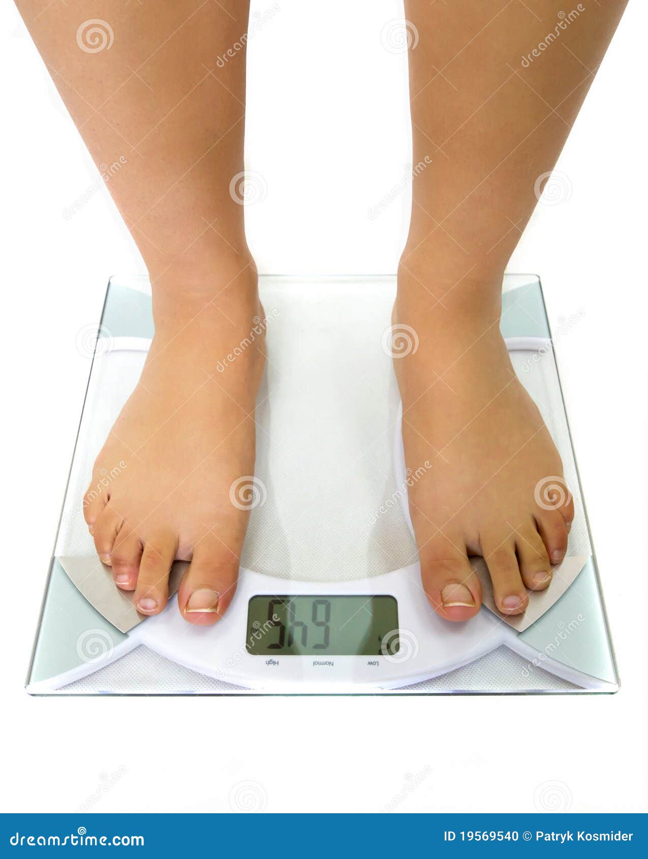 Woman on the weight scale stock photo. Image of check - 19569540