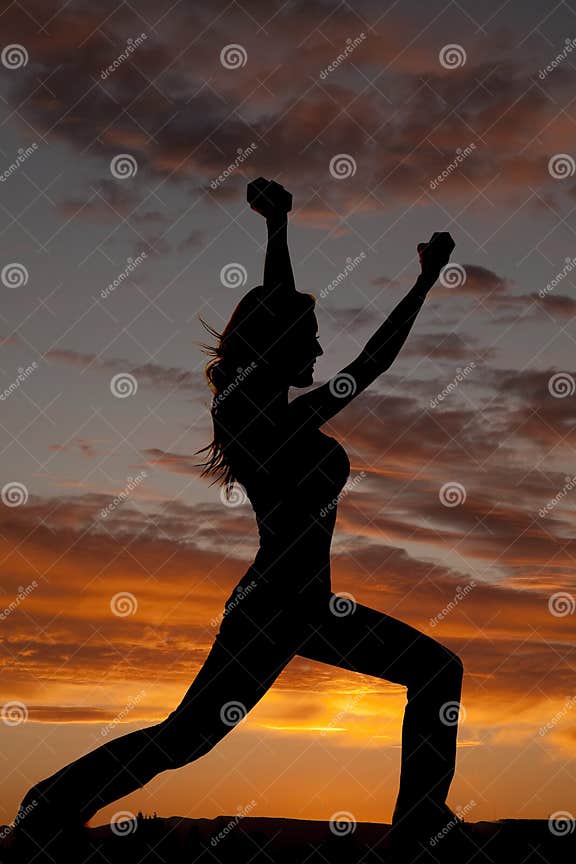Woman weights side sunset stock photo. Image of fitness - 23282464