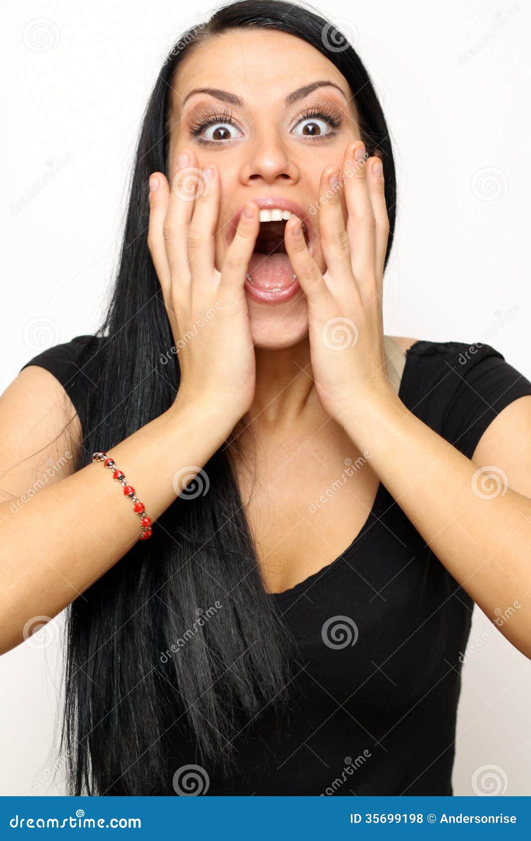 Woman with Weird Expression Isolated on White Stock Photo - Image of ...