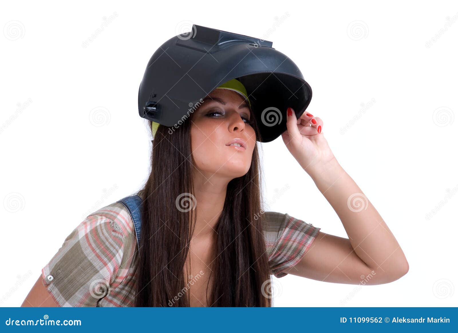 Woman in welder mask stock photo. Image of nice, blue - 11099562