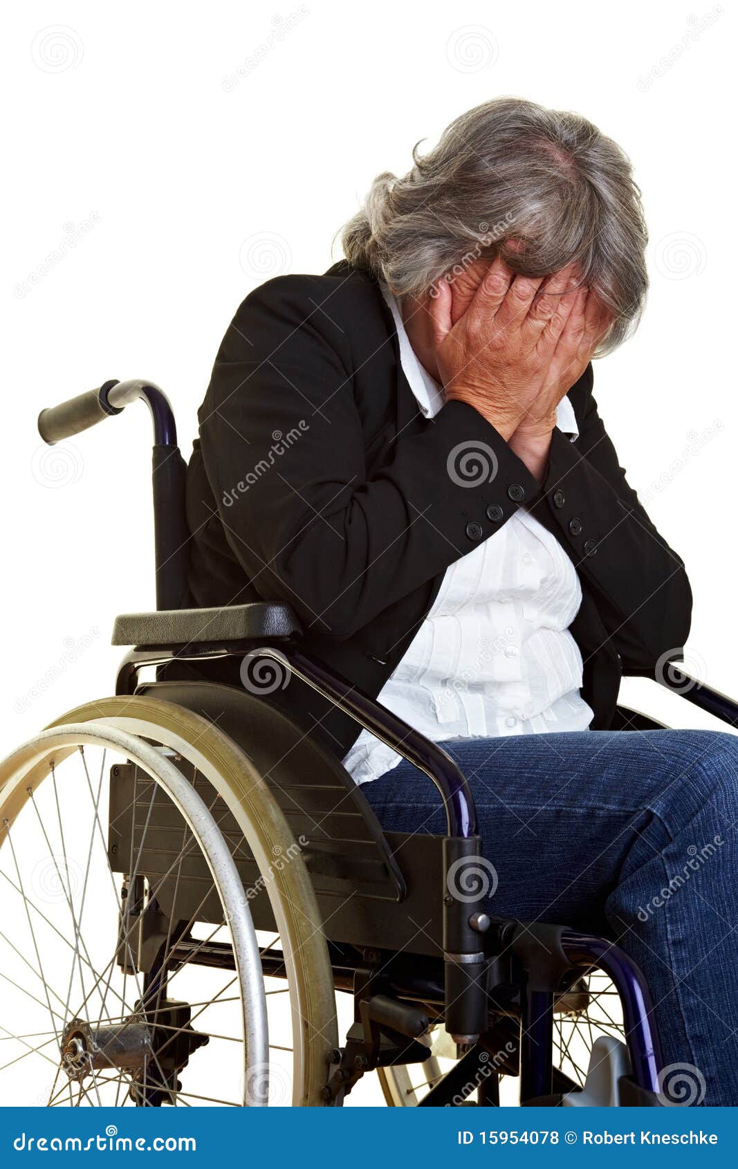 Girl Is A Disabled Person In A Wheelchair Is Sad One Stock
