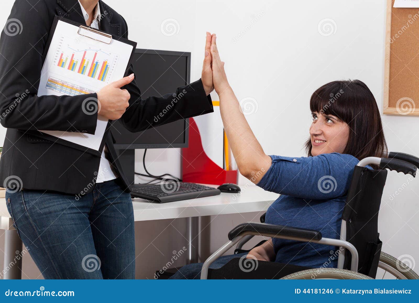 Woman on Wheelchair and Her Co-worker Stock Photo - Image of disabled ...