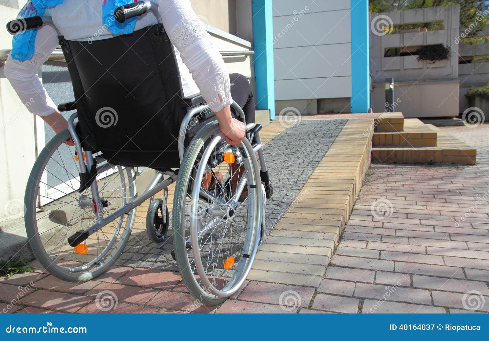 Woman in a Wheelchair Using a Ramp Stock Image - Image of incapacity ...