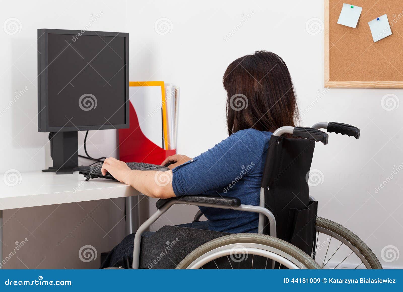 Woman on Wheelchair Working in Office Stock Image - Image of disability ...