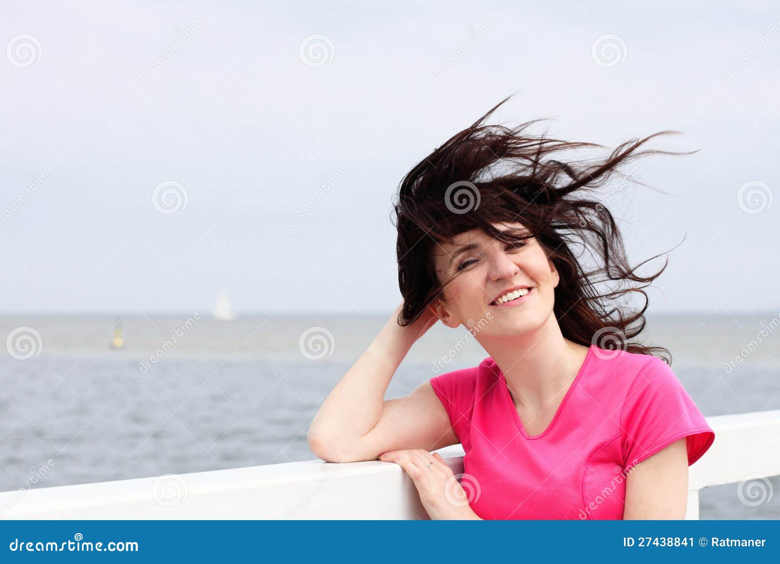 Woman of Which in Face Blows Marine Wind Stock Image - Image of ...