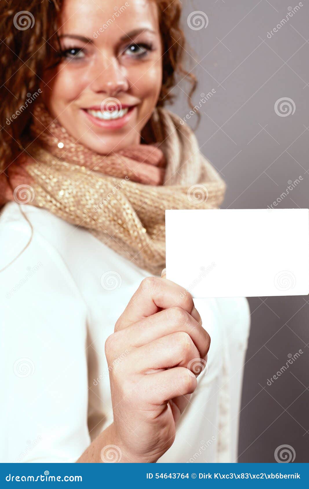 Woman with White Advertising Sign Stock Photo - Image of attractive ...