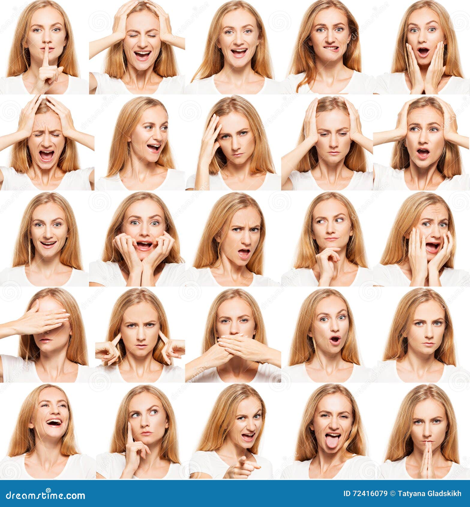Woman at White Background. Collage Stock Image - Image of laughing ...