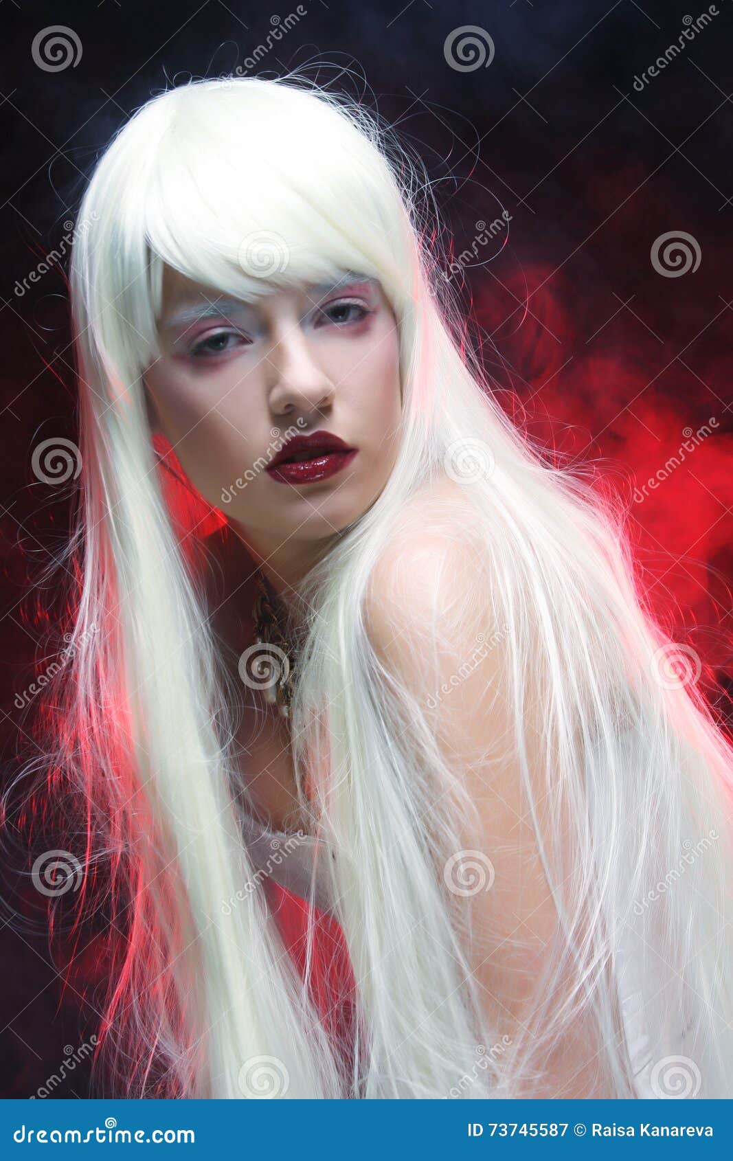Woman with white hair stock image. Image of model, hairstyle - 73745587