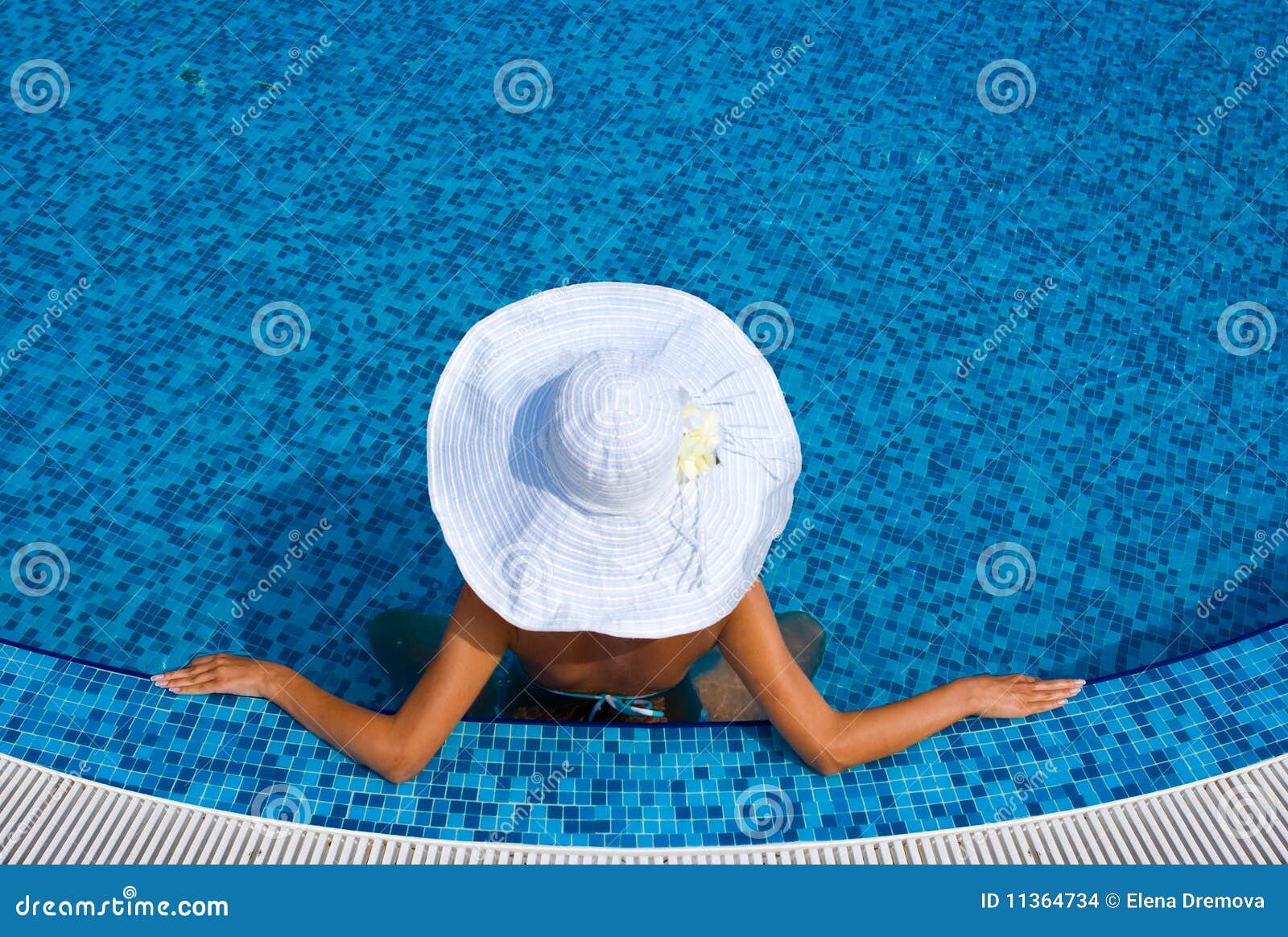Woman with White Hat in Swimming Pool Stock Photo - Image of pool ...