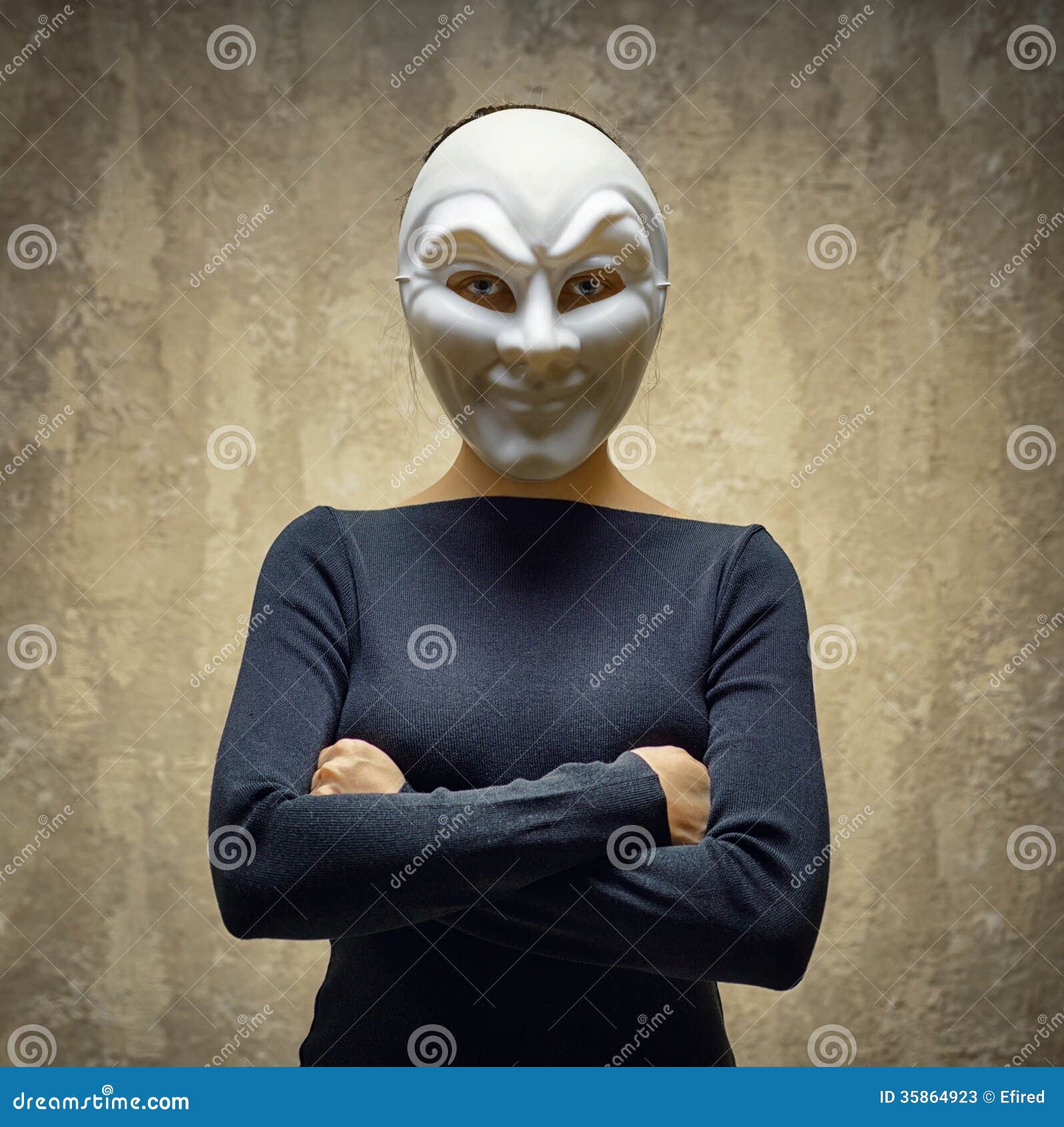 Woman in White Mask. Horror Concept Stock Image - Image of girl, hand ...