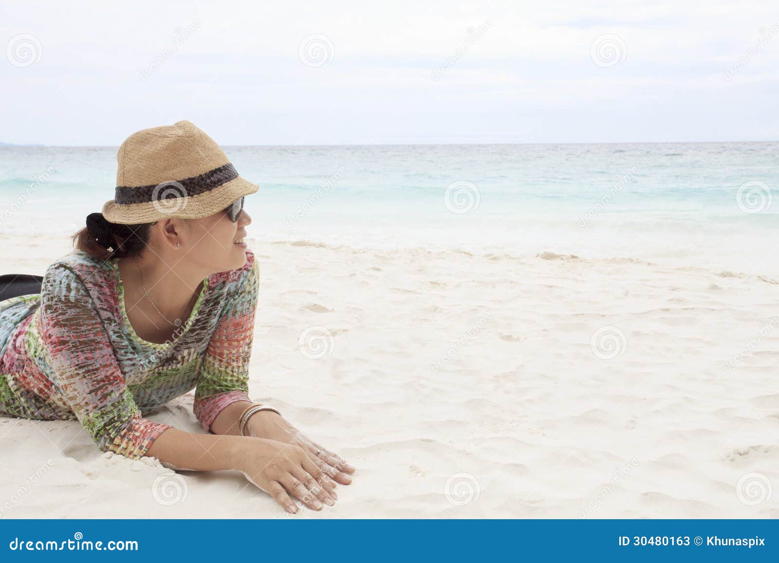 Woman on white sand beach stock image. Image of shore - 30480163